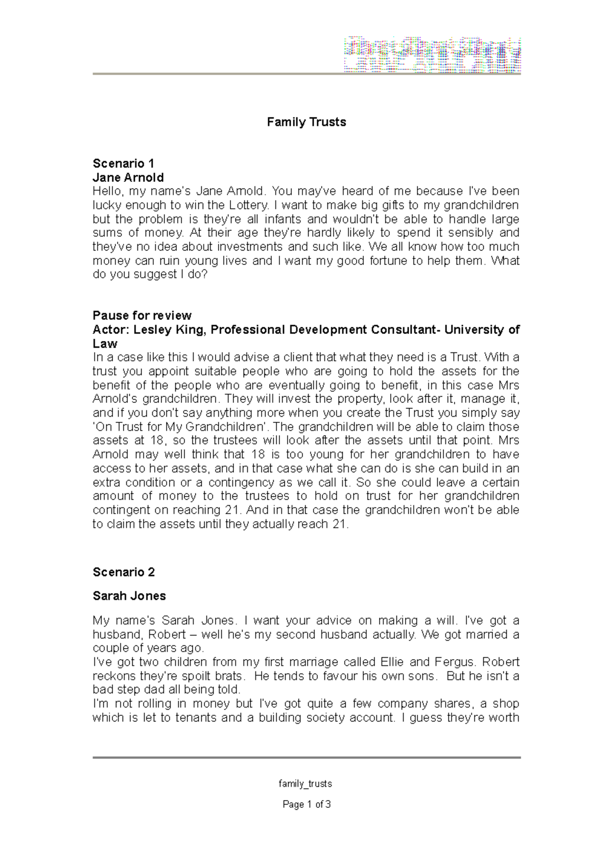 Family trusts transcript 000856 - Family Trusts Scenario 1 Jane Arnold ...