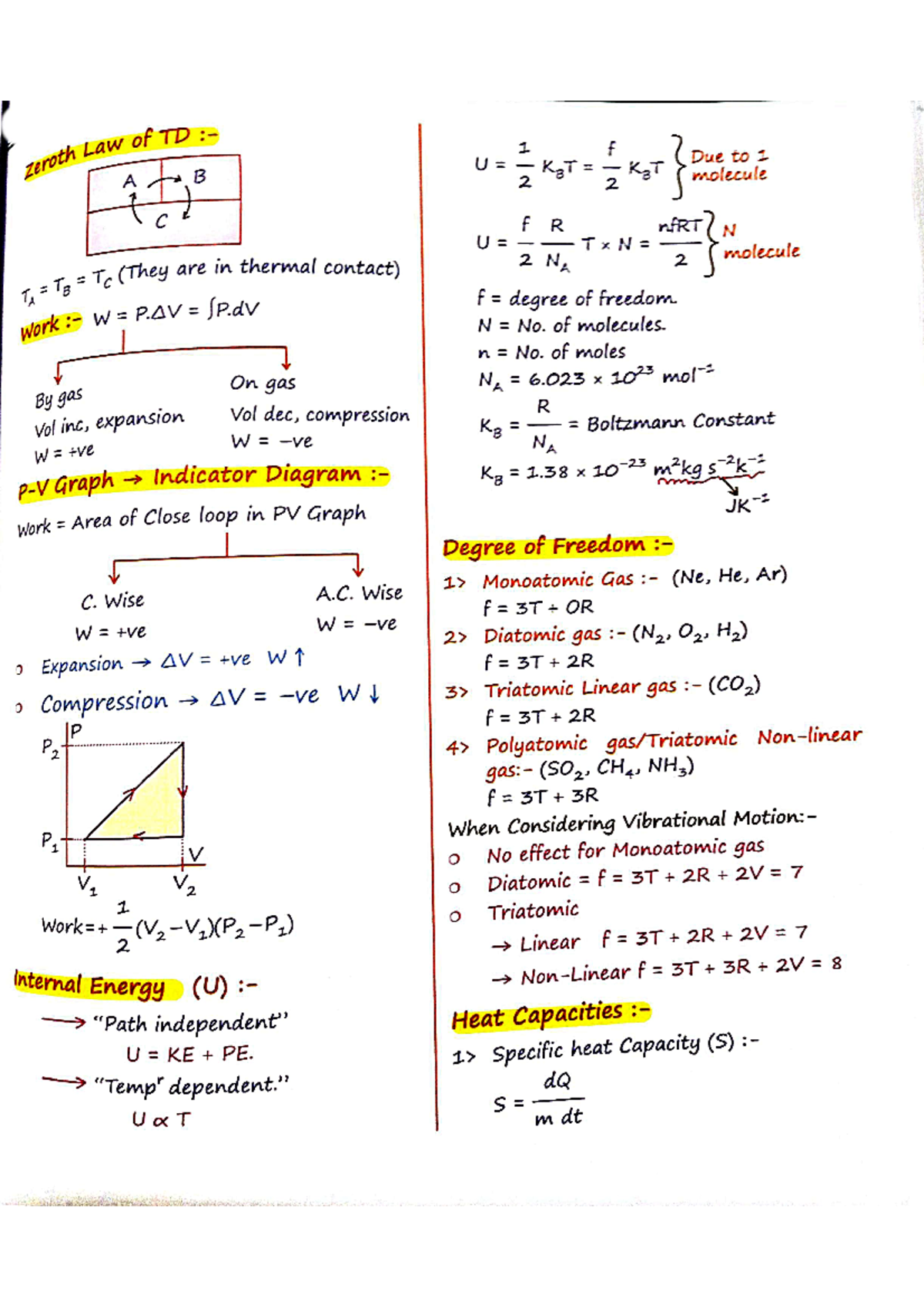 Ktg - Simple ktg notes - Zeroth Law of TD 1 f Due to I A B U 2 K3T 2 ...
