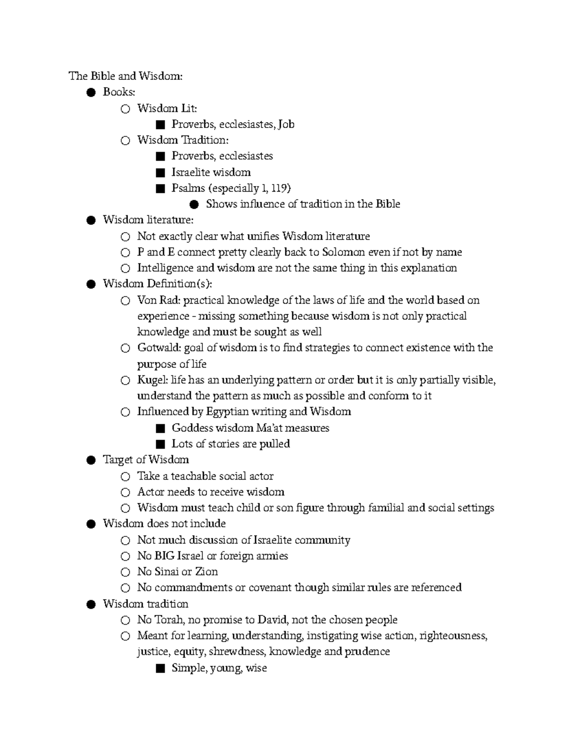 Wisdom Traditions - Lecture notes 42 - The Bible and Wisdom: Books ...