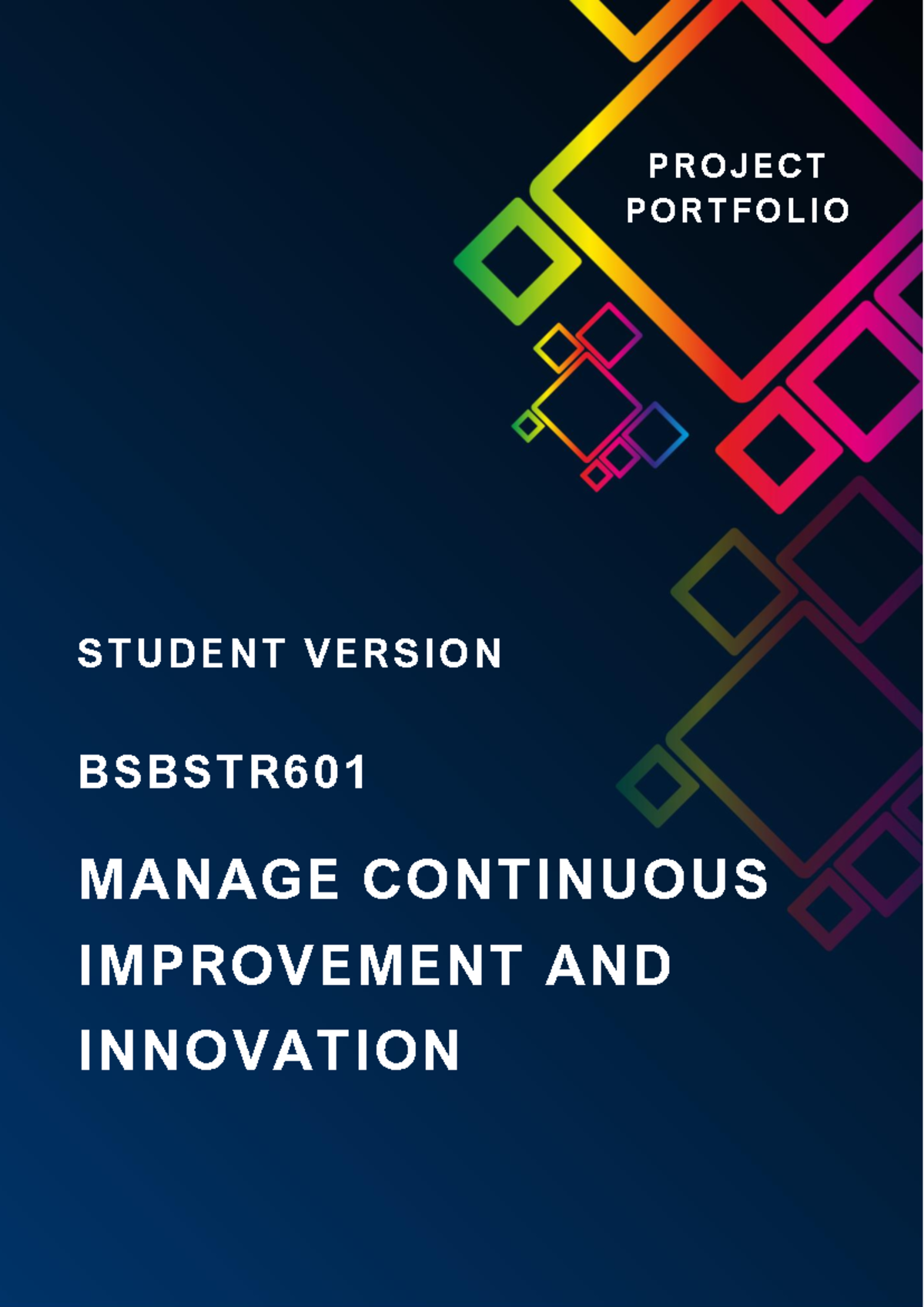 Bsbstr 601 Project Portfolio - MANAGE CONTINUOUS IMPROVEMENT AND ...