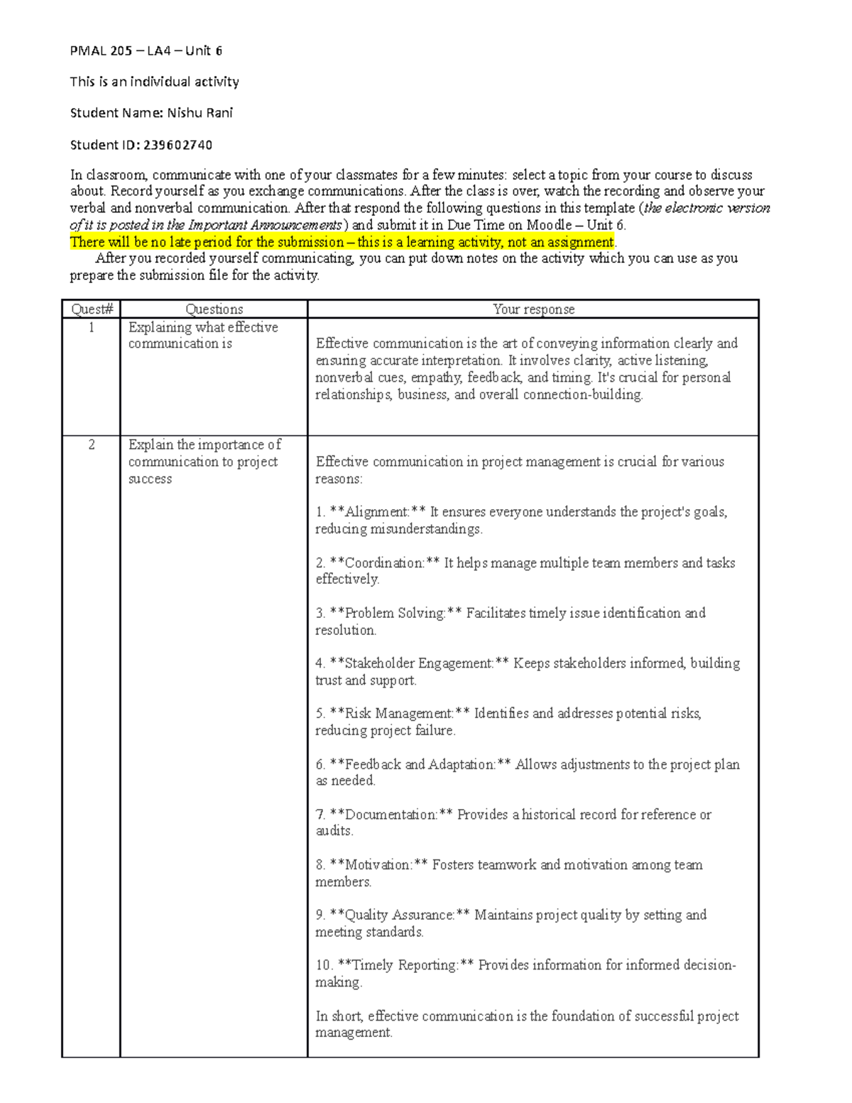 LA4 Template copy - nothing - PMAL 205 – LA4 – Unit 6 This is an ...