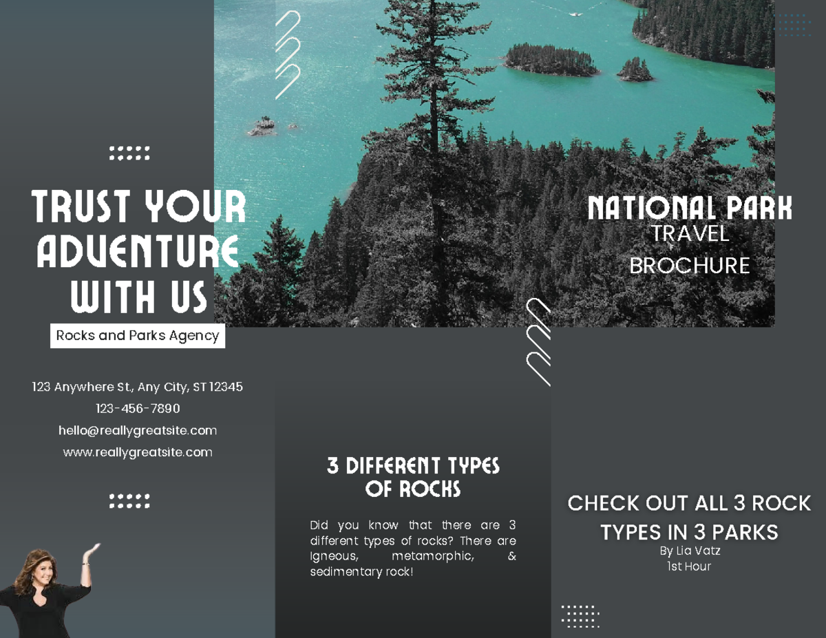 Grey Blue Minimalist Travel Adventure Trifold Brochure - NATIONAL PARK ...