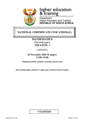 NCV4 Mathematics Paper 1 November 2020 - MATHEMATICS (First paper) NQF ...