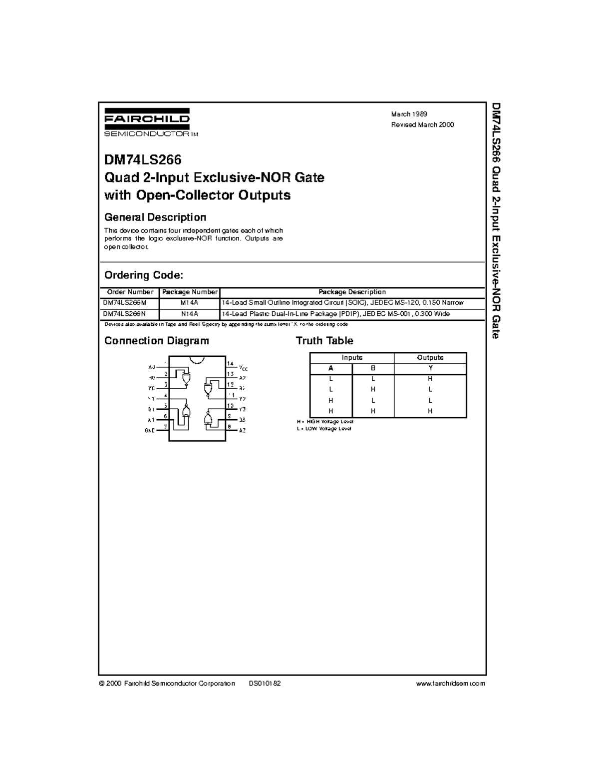Datasheet 74266 - © 2000 Fairchild Semiconductor Corporation DS010182 ...