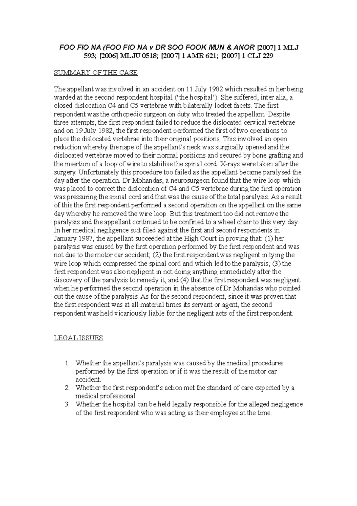 FOO FIO NA ( Summary) - FOO FIO NA (FOO FIO NA v DR SOO FOOK MUN & ANOR ...