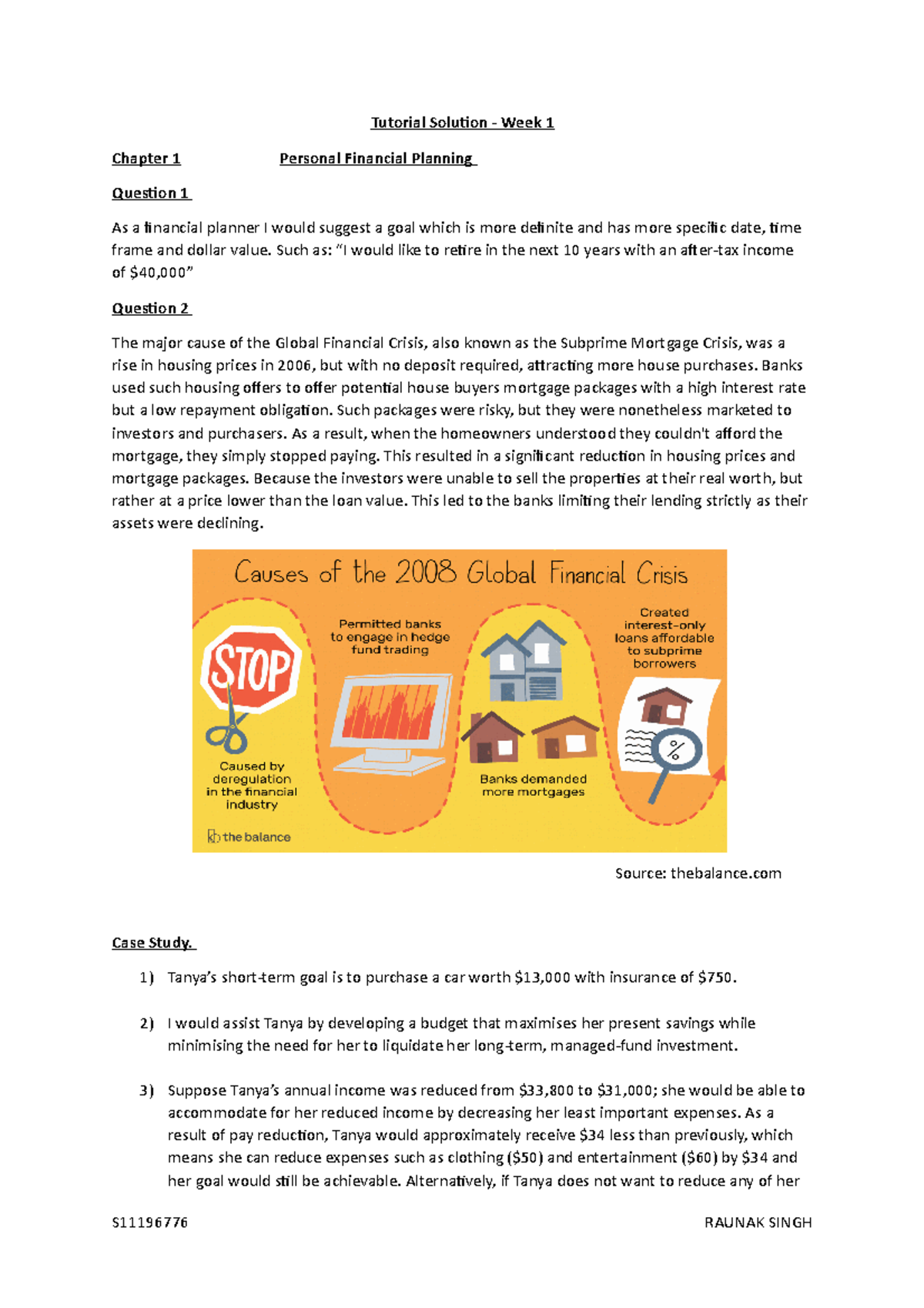 TUTORIAL SOLUTION AND AND LAB ACTIVITY - Tutorial Solution - Week 1 ...
