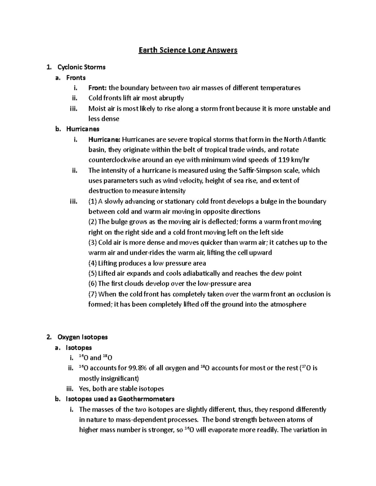 Exam 2016, Answers - Earth Science Long Answers - Earth Science Long ...