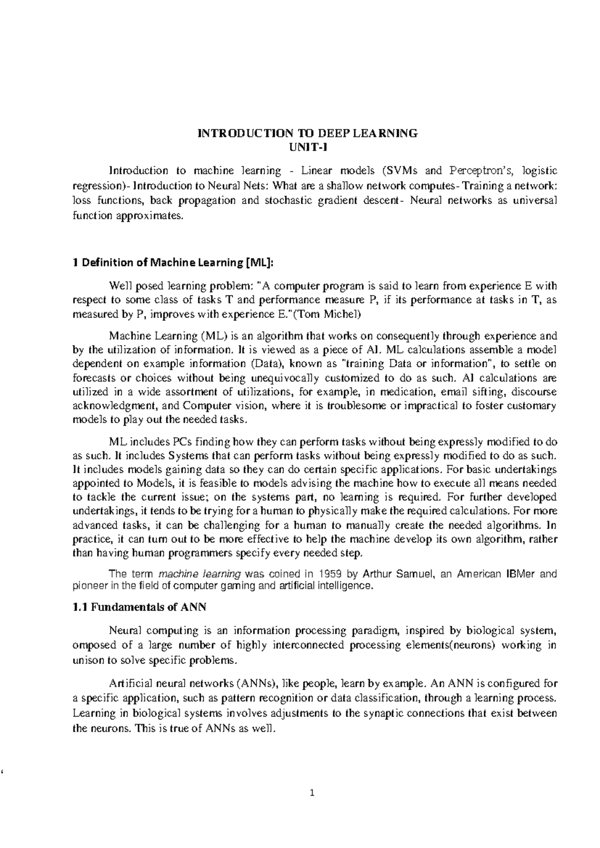 DL UNIT-I TO V - NA ahhahahhaa - INTRODUCTION TO DEEP LEARNING UNIT-I ...