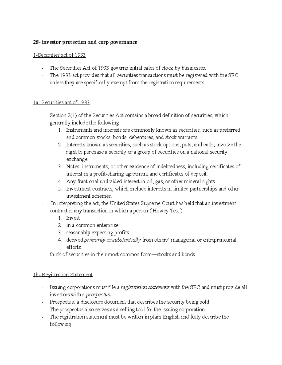 ACC chap 28 - Lecture notes chapter 28 - 28- investor protection and ...