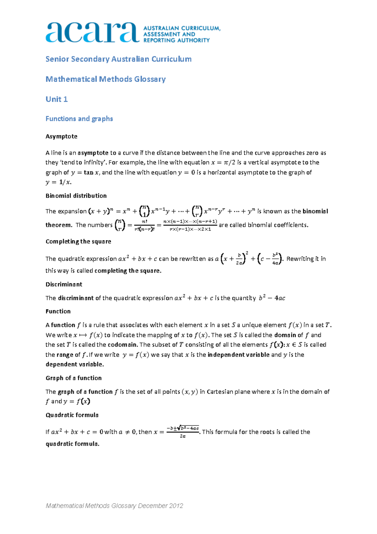AOS1AOS2 MATHS METHODS - Senior Secondary Australian Curriculum ...