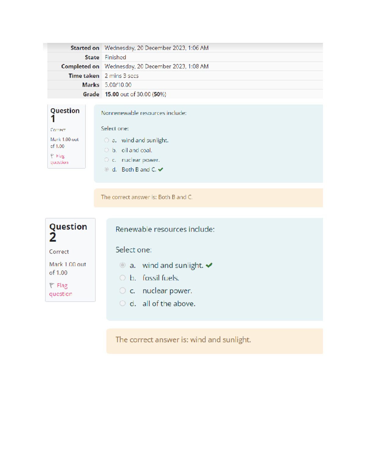 Introduction to environmental science - self-quiz-5 - ENVS 1301 - Studocu