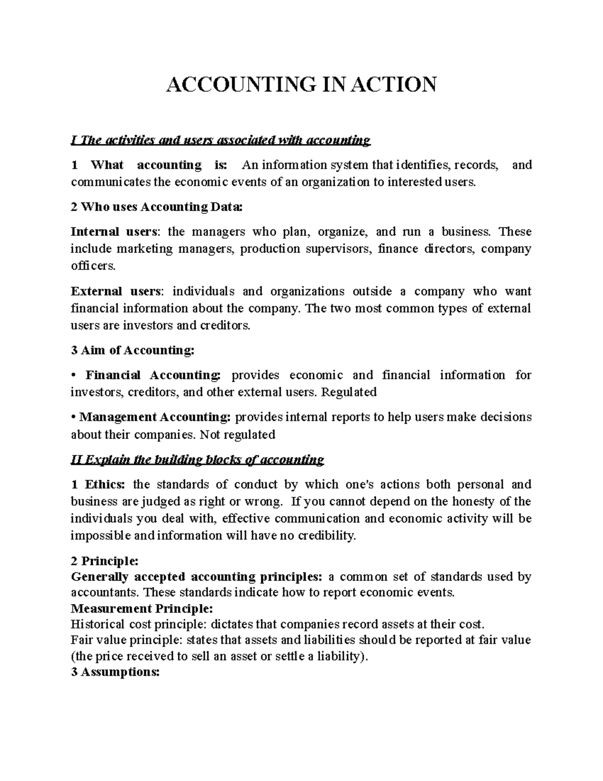 Accounting IN Action - good - ACCOUNTING IN ACTION I The activities and users associated with ...