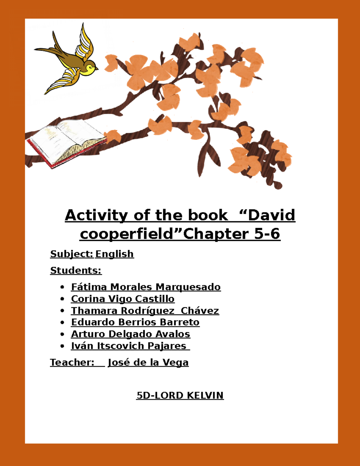 David Copperfield Chapter 5 AND 6 - Activity of the book “David ...