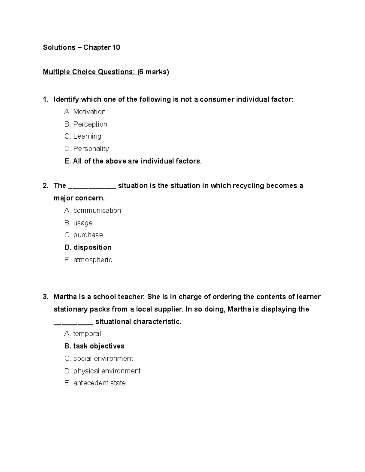 Solutions chapter 10 - Practice questions with memorandums for when you ...