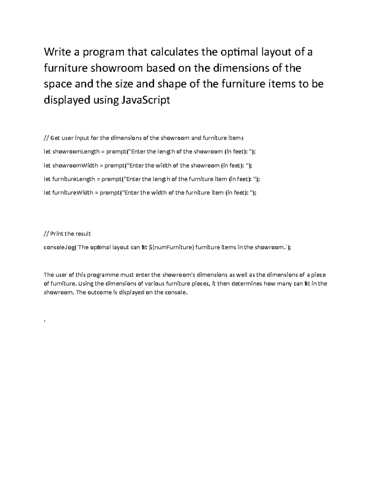 Comp6024 Optimal Layout Java Script Write A Program That Calculates 0280