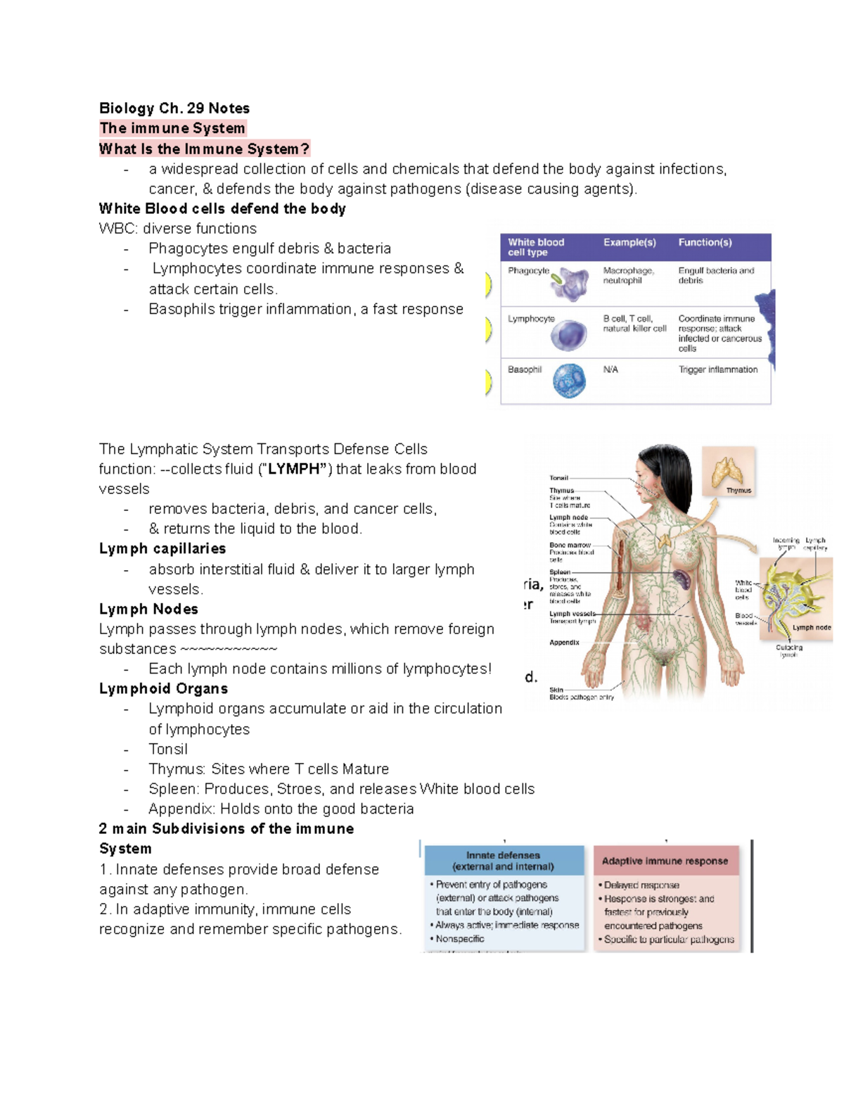 Bio Ch. 29 - Notes for Devries will help with 3rd exam - Biology Ch. 29 ...