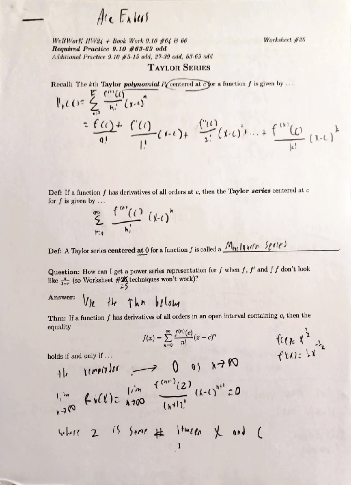 Math 141 Notes 6 Worksheets 26-29 - 11', •IJIVul'I( 1/IV!t~ -,. /J1111k ...