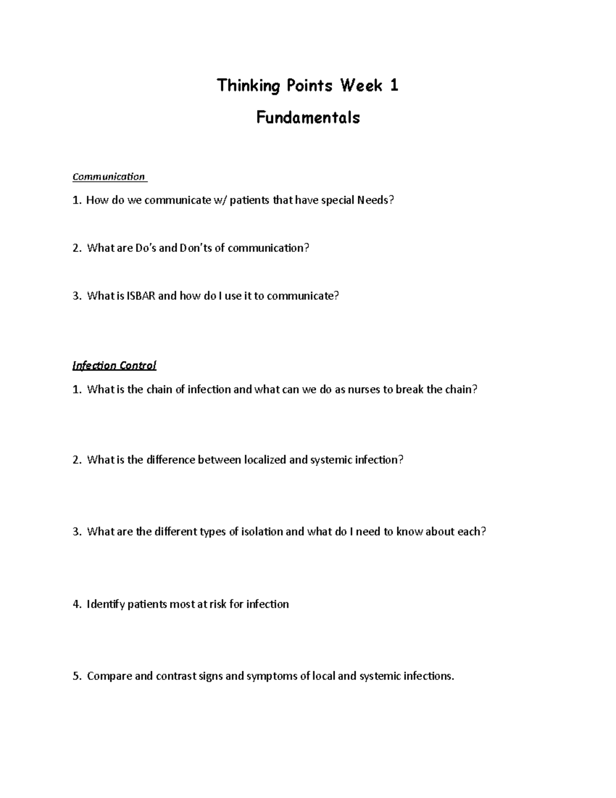 Thinking Points Week 1 - Review of week 1 content - Thinking Points ...
