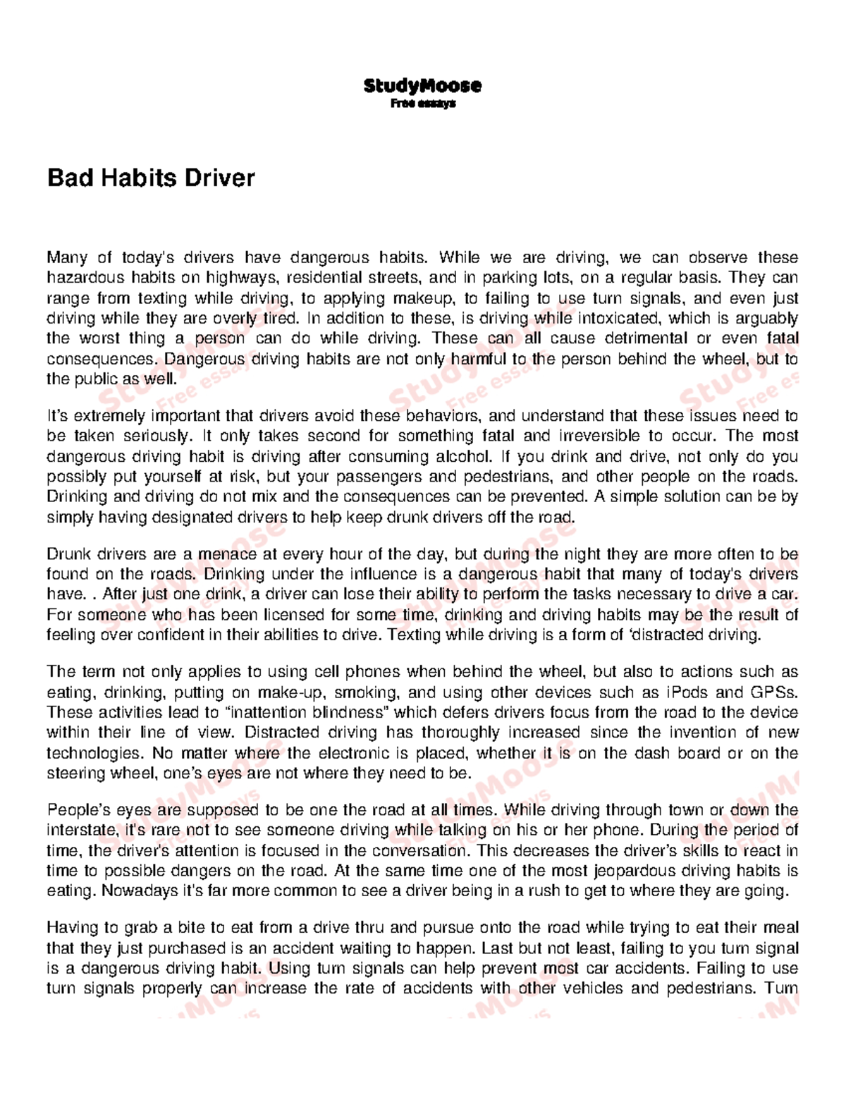 Bad Habits Driver - homework - Bad Habits Driver Many of today's ...