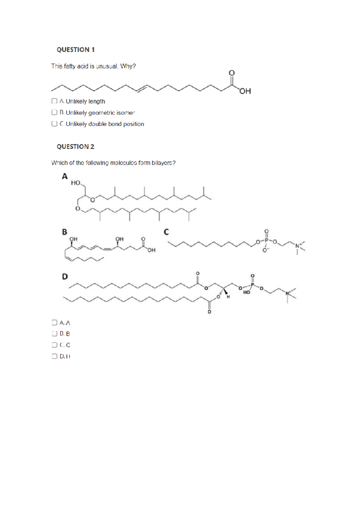 Lipids MCQ questions - LIF40005 - Studocu