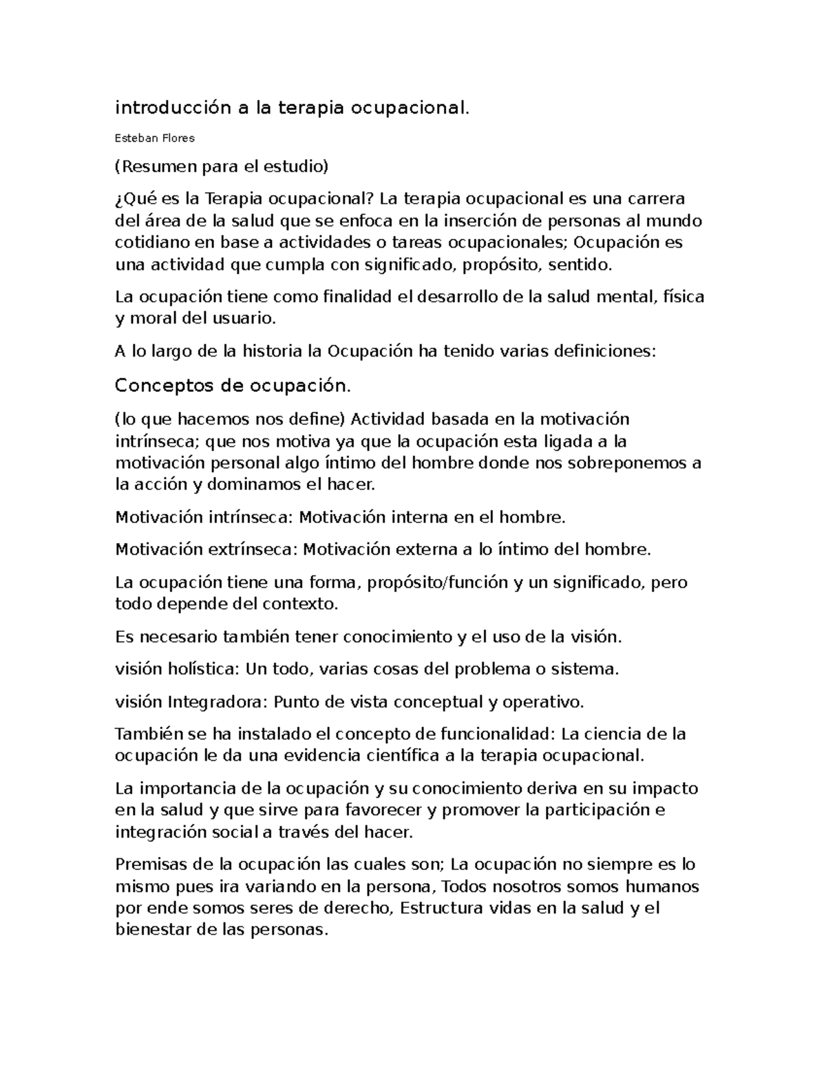 T - resumen unidad l intro terapia ocupacional, definicion, paradigmas ...