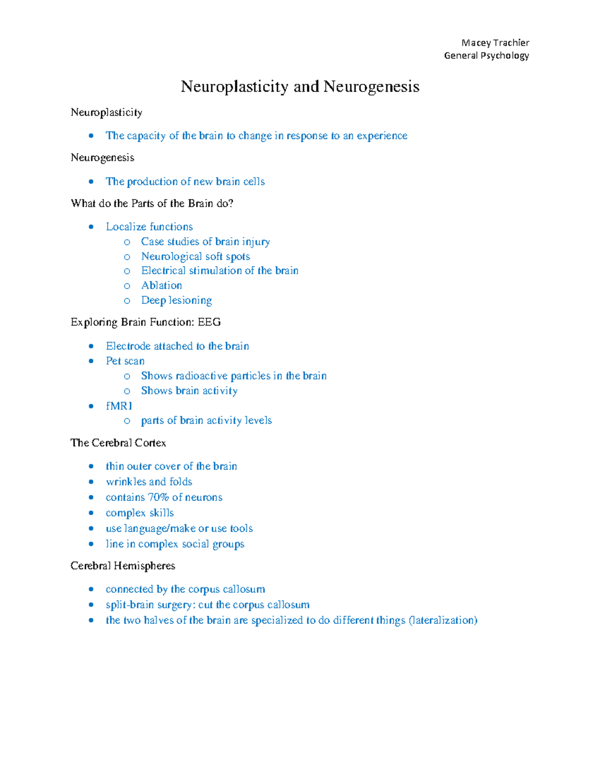 Neuroplasticity and Neurogenesis - General Psychology Neuroplasticity ...