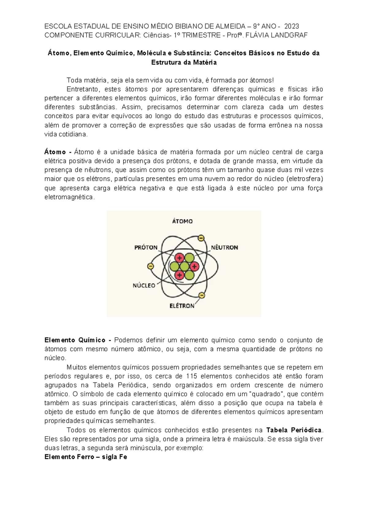 Ciências - Átomo, Elemento Químico, Molécula e Substância Conceitos ...