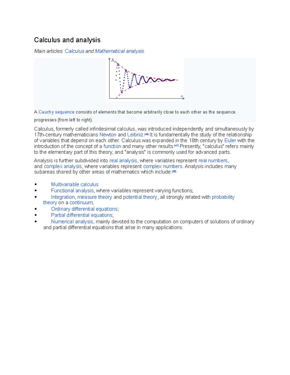 Calculus and analysis - Calculus and analysis Main articles: Calculus ...