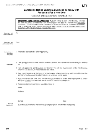 Section 25 Notice Form 2 LForm - LT2 - Landlord and Tenant Act 1954 ...