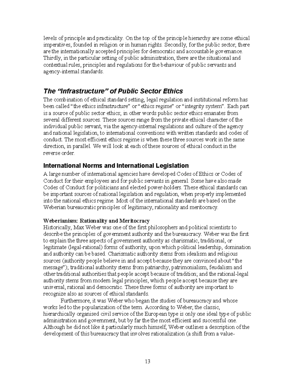 International Norms and International Legislation - levels of principle ...