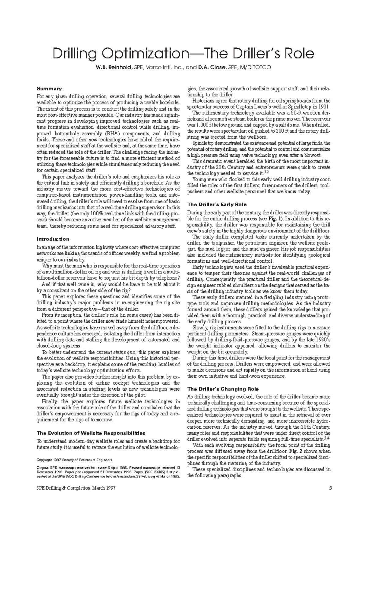 Drilling optimization driler's - - Studocu