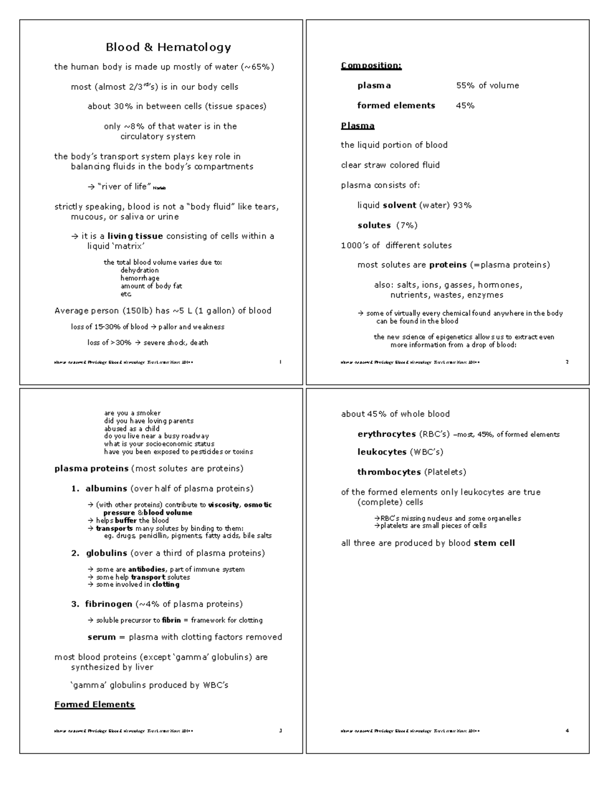 I.Blood &Hematology - Human Anatomy & Physiology: Blood & Hematology ...