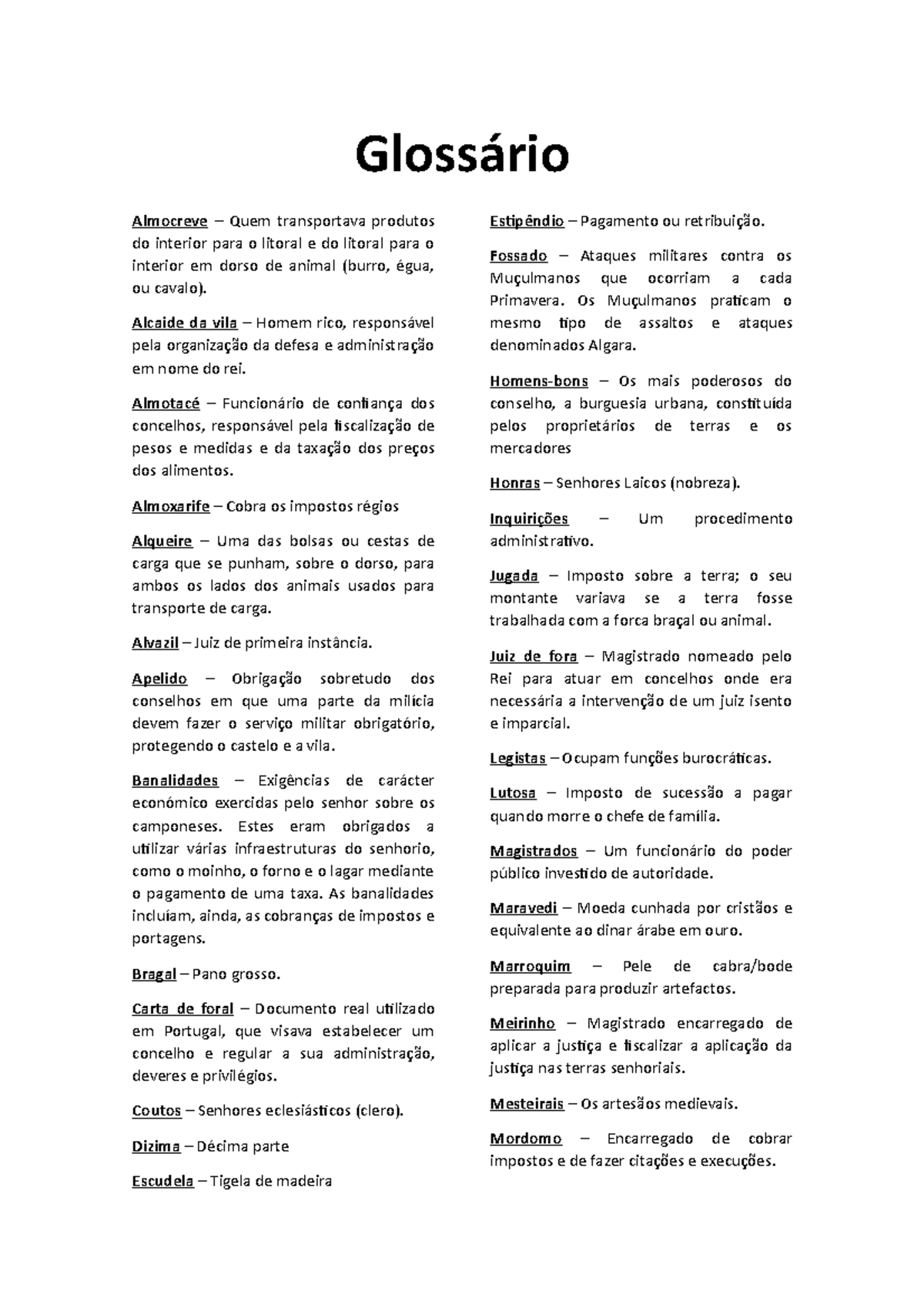 Glossário - Glossário - Almocreve – Quem transportava produtos do ...