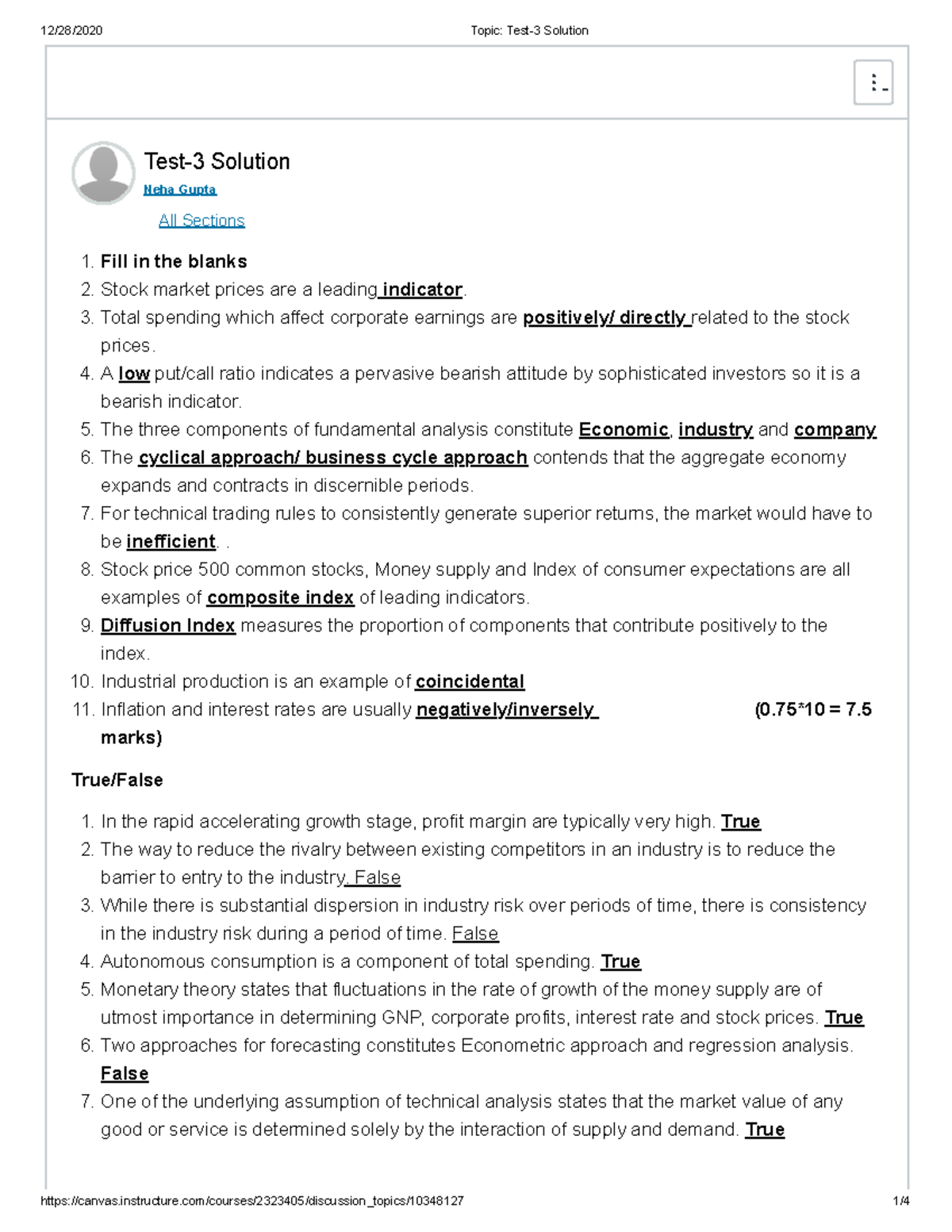 Test-3 Solution - SAPM - Test-3 Solution Neha Gupta All Sections Fill ...