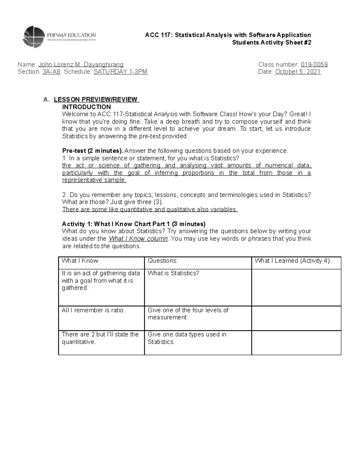 ACC 117 answer module 2 - Lecture notes 1 - Accountancy - Studocu