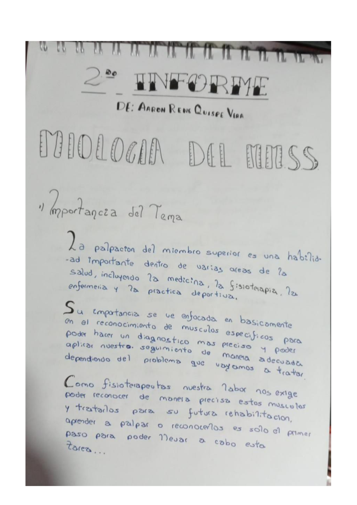 Aaron Rene Quispe Vera 2 do informe - Anatomía 1 - Studocu