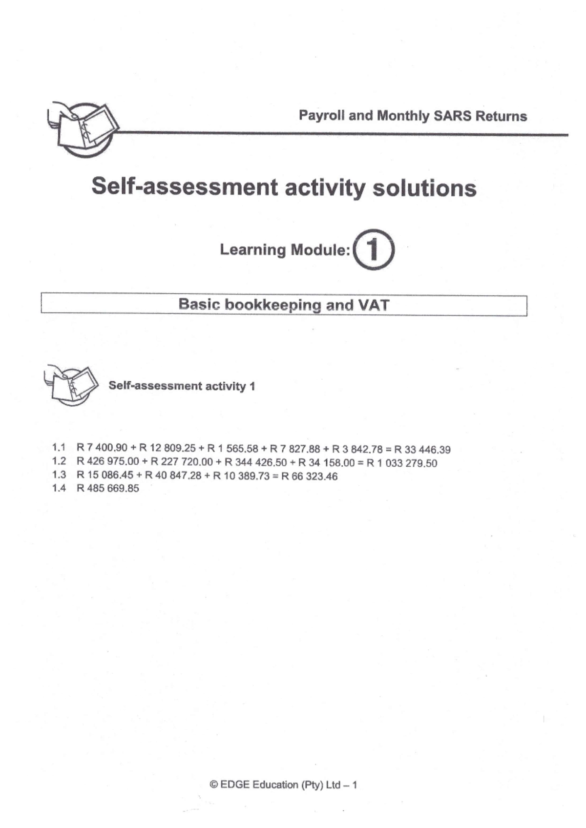 Payroll and Monthly SARS Returns - Self-assessment activity solutions ...