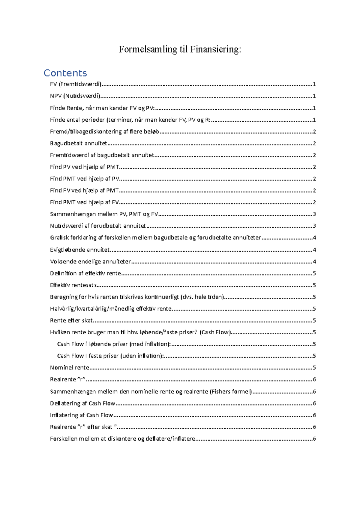 Formelsamling - finansiering - Formelsamling til Finansiering: FV - Studocu