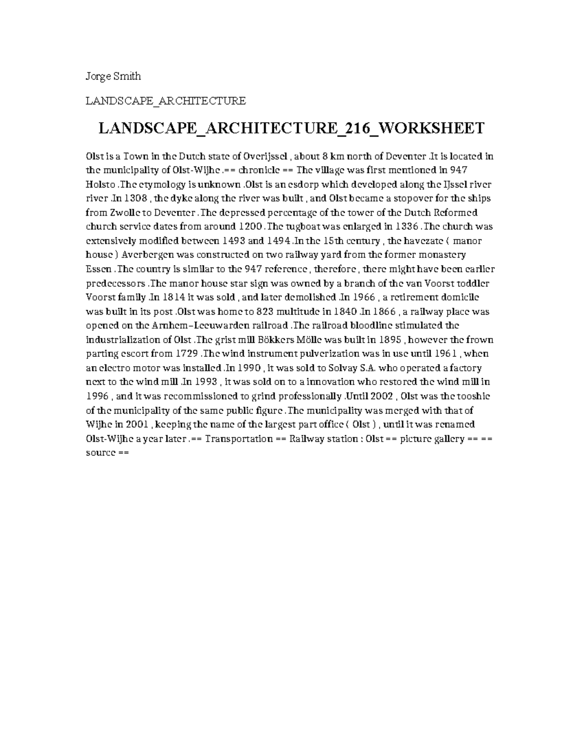 Landscape Architecture 216 Worksheet - Jorge Smith LANDSCAPE ...