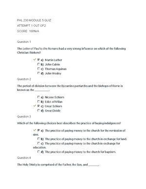 PHL 230. Introduction to World Religions 1.31 1.2 Module Quiz - PHL 230 ...