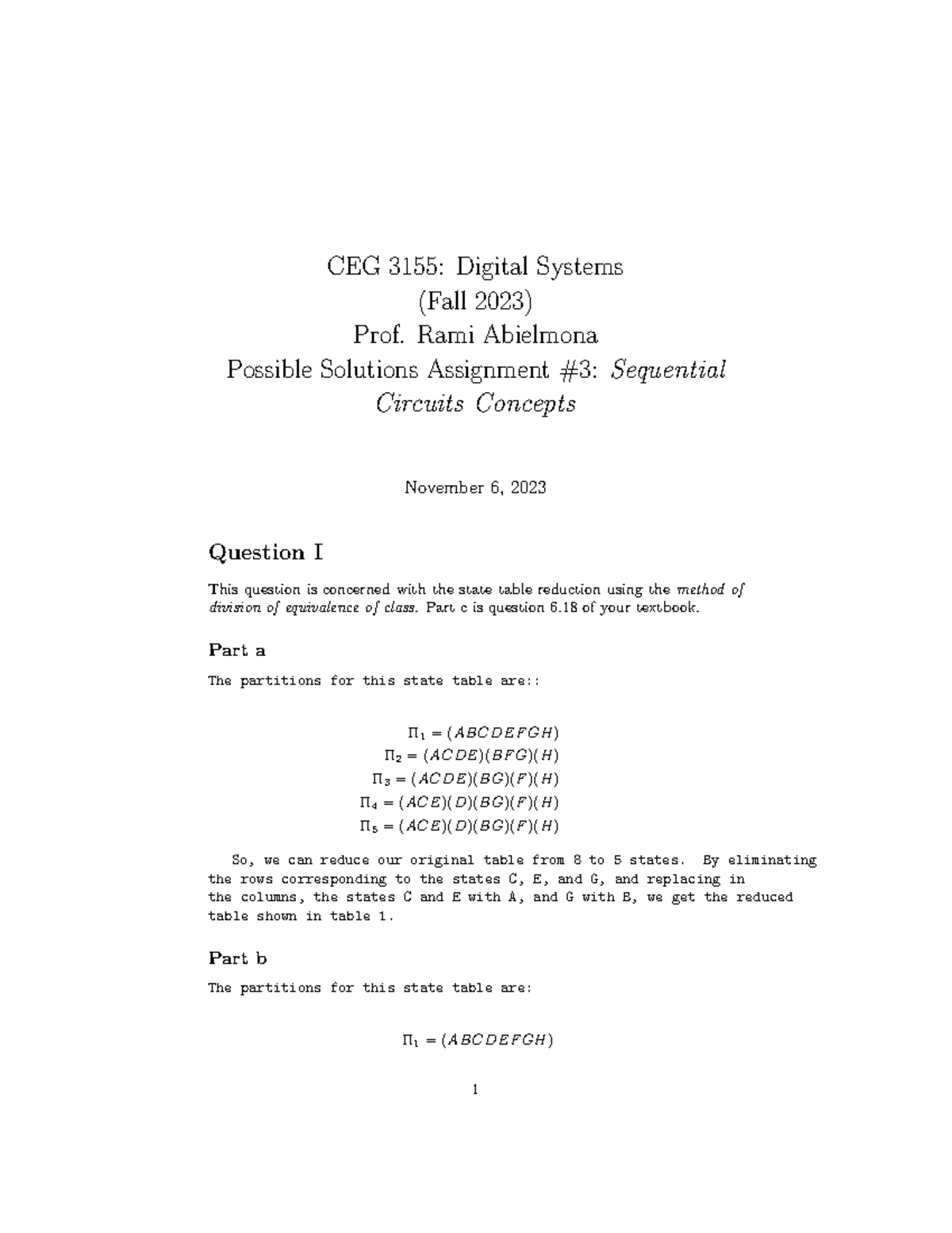 Ceg3155Assignment 3Solutions - CEG 3155: Digital Systems (Fall 2023 ...