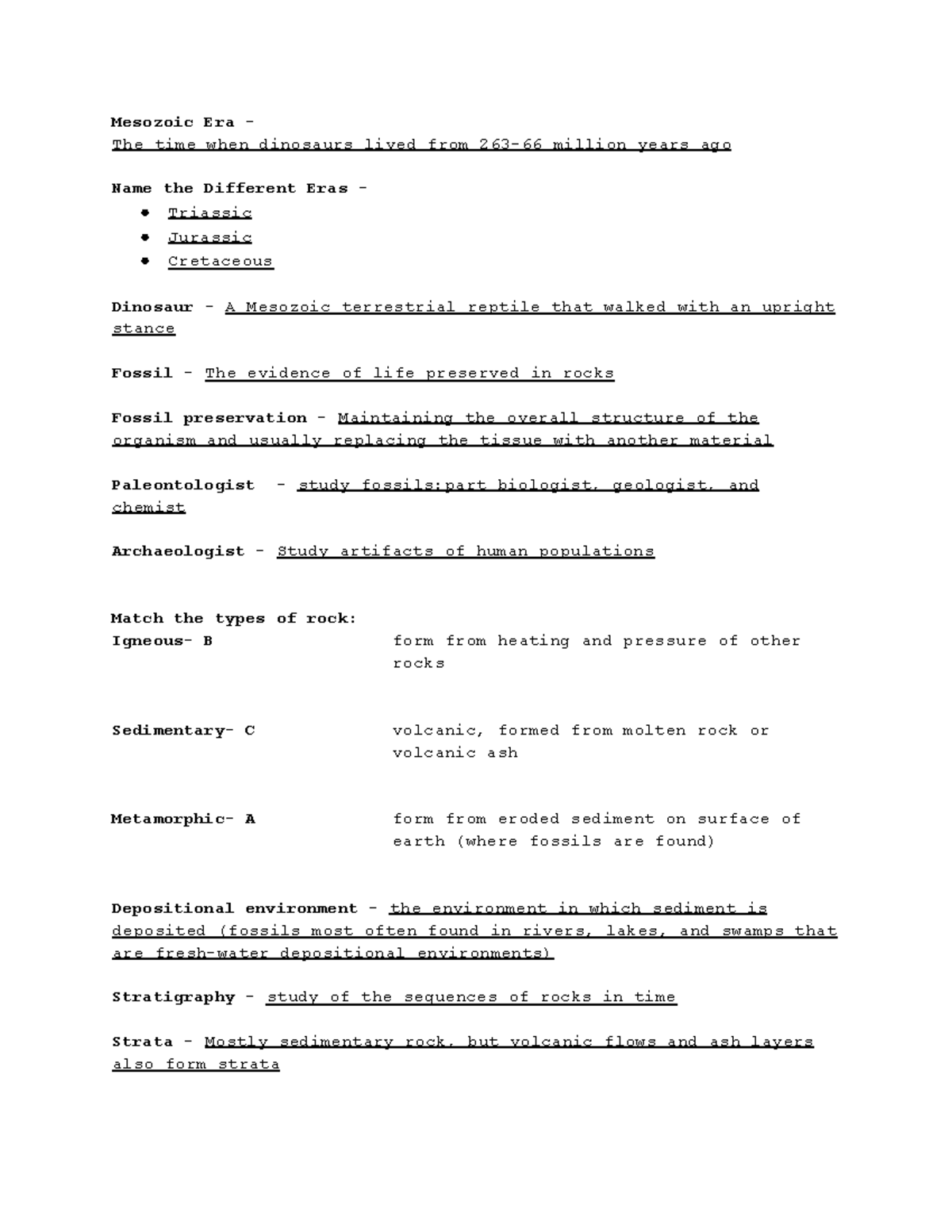 ESS 100 Study Guide - Mesozoic Era - The time when dinosaurs lived from ...