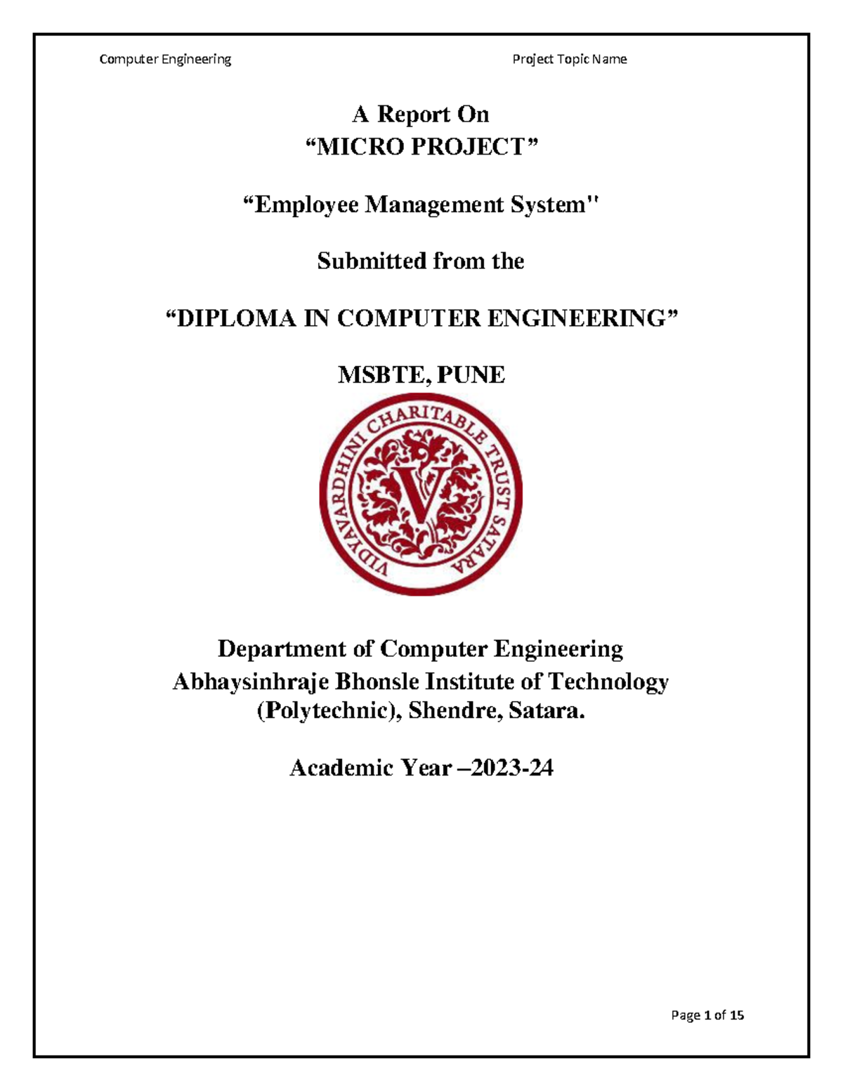 Microproject Dbms A Report On “micro Project” “employee Management System Submitted From The