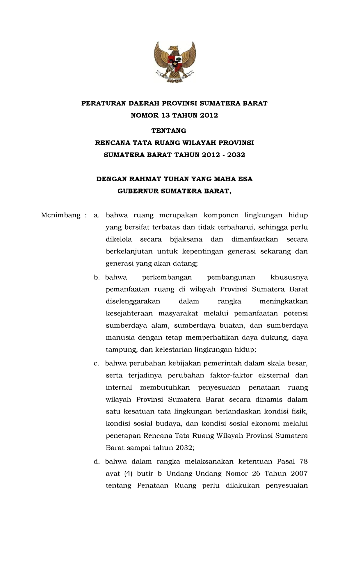 Perd13 2012 Prov Sumbar - PERATURAN DAERAH PROVINSI SUMATERA BARAT ...