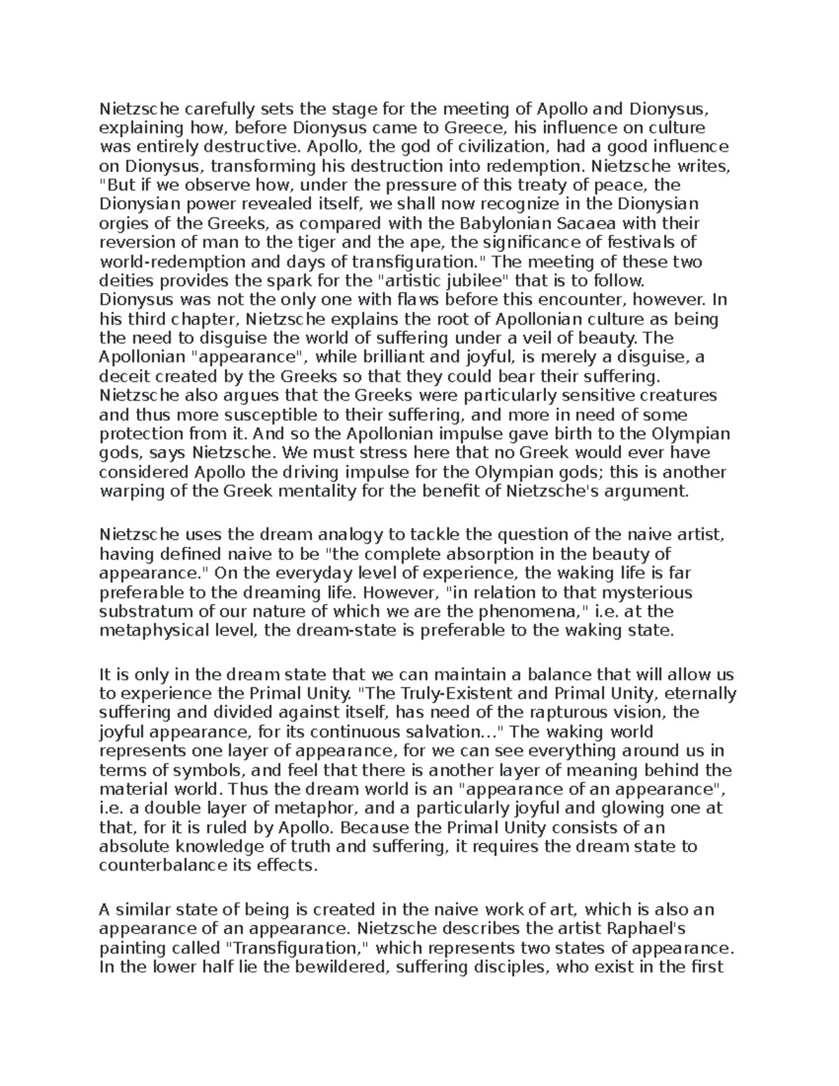 Philosophy 148 - Notes - Nietzsche carefully sets the stage for the ...