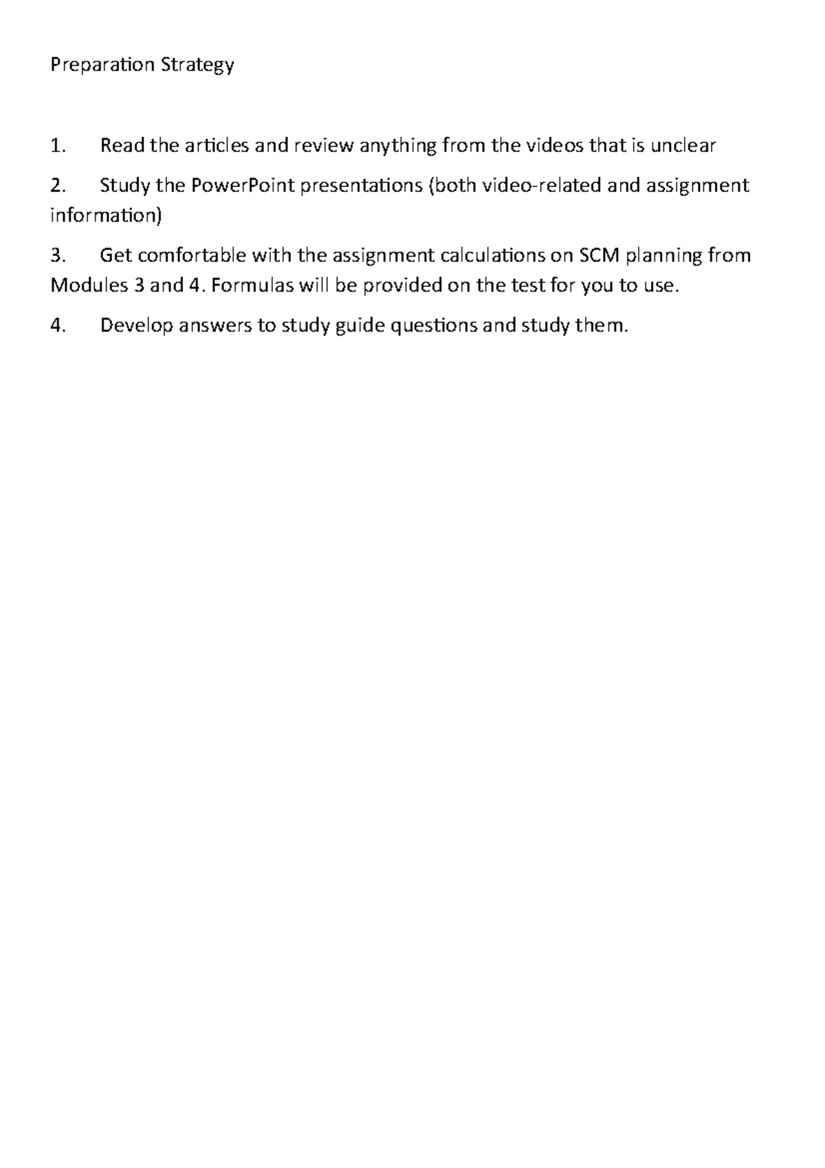 TEST 1 Study Guide Answers - Preparation Strategy 1. Read the articles ...