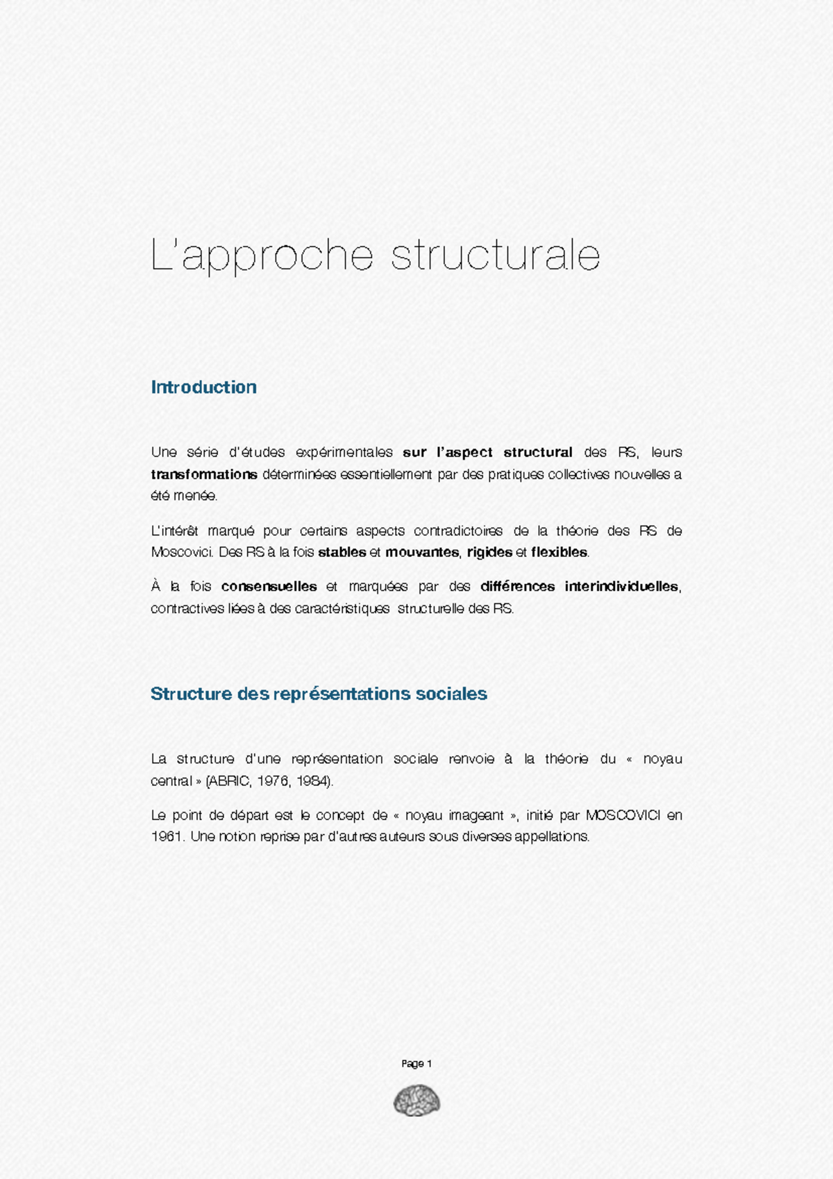 Approche structurale de la psychologie sociale - L’approche structurale ...