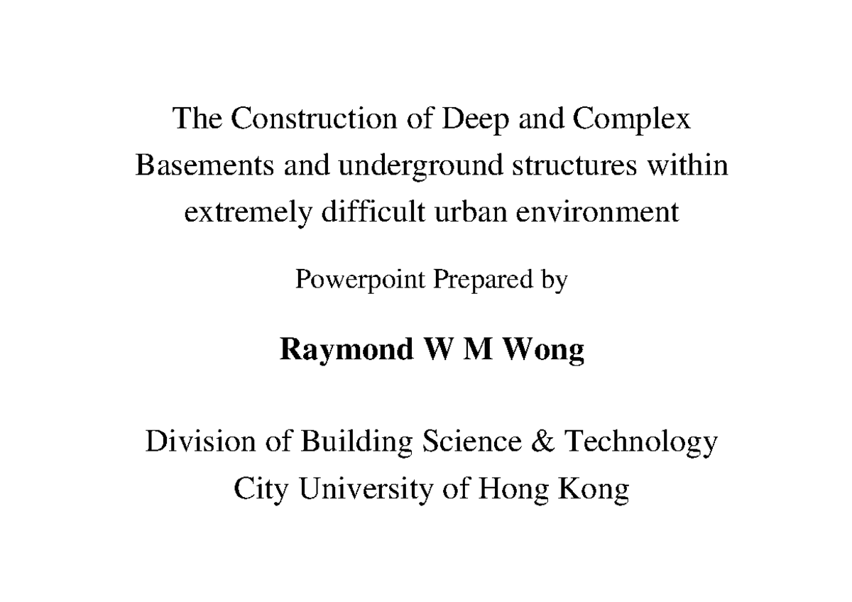 Construction of deep complex basement full - The Construction of Deep ...