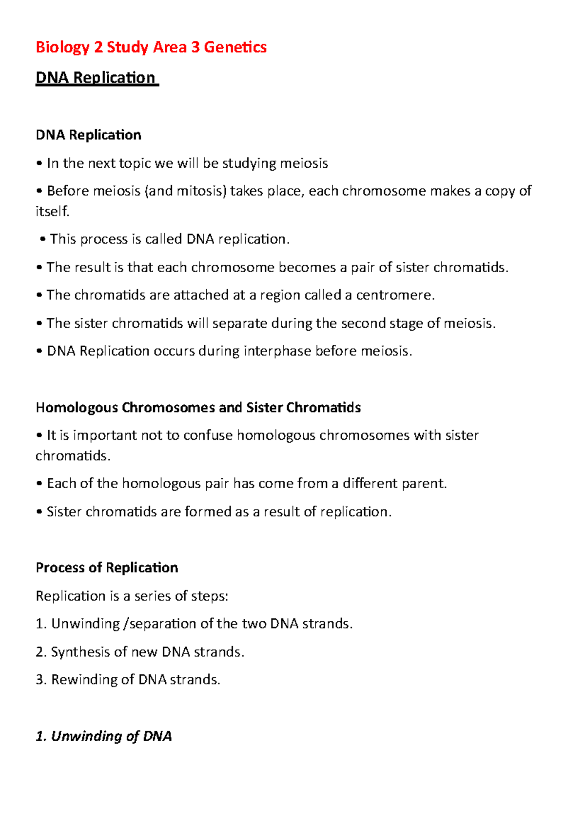 DNA Replication - Philip Lawson - Biology 2 Study Area 3 Genetics DNA ...