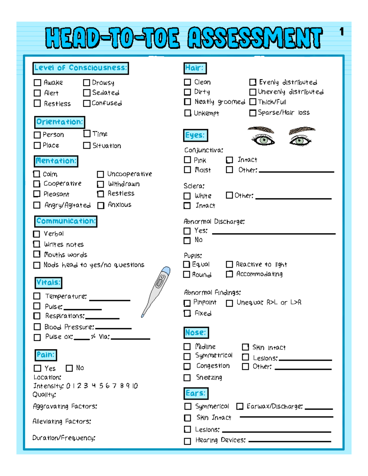 Head-To-Toe Assessment Template - Head-to-toe assessmentHead-to-toe ...
